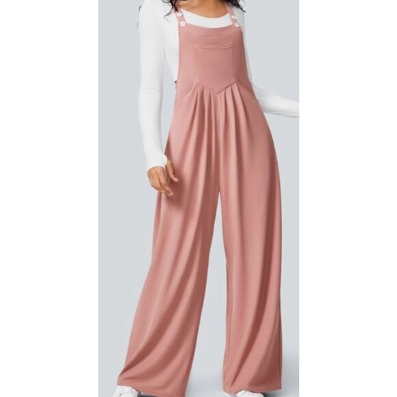 HALARA | Pants & Jumpsuits | Halara Pink Waffle Knit Overalls Womens M ...